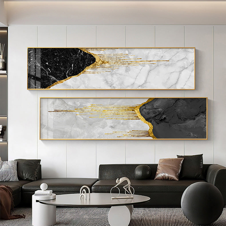 Modern Abstract Liquid Gold Marble Wall Art Fine Art Canvas Print Black ...
